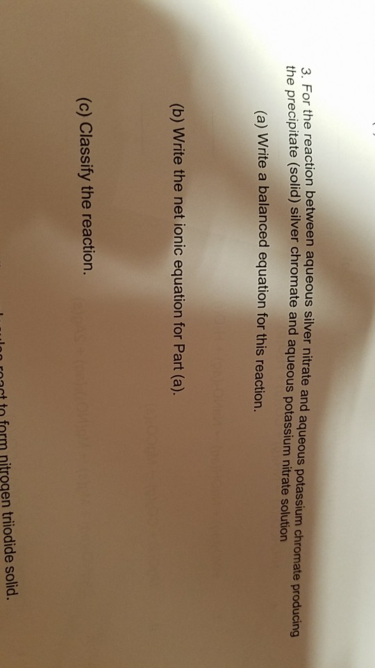 Solved Action Between Aqueous Silver Nitrate And Aqueous