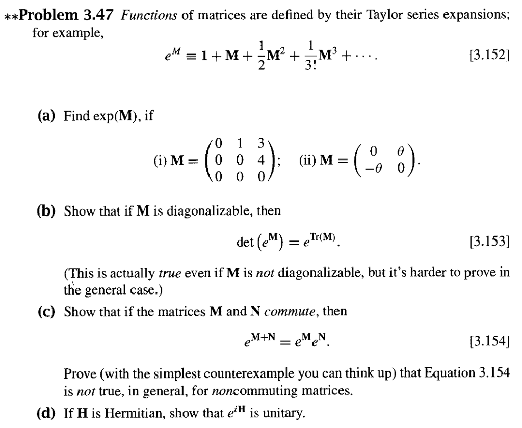 Solved **Problem 3.47 Functions of matrices are defined by | Chegg.com