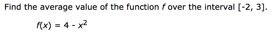 Solved Find the average value of the function f over the | Chegg.com