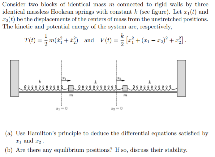 Consider two blocks of identical mass m connected to | Chegg.com