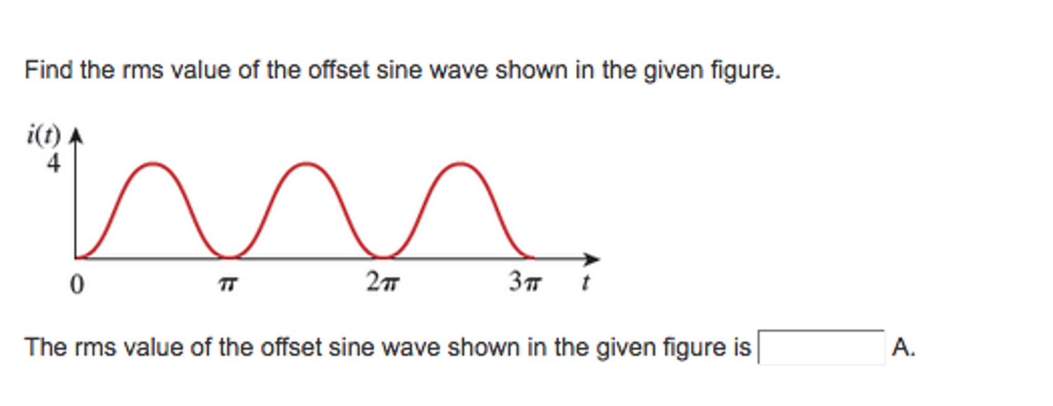 Solved Find the rms value of the offset sine wave shown in | Chegg.com