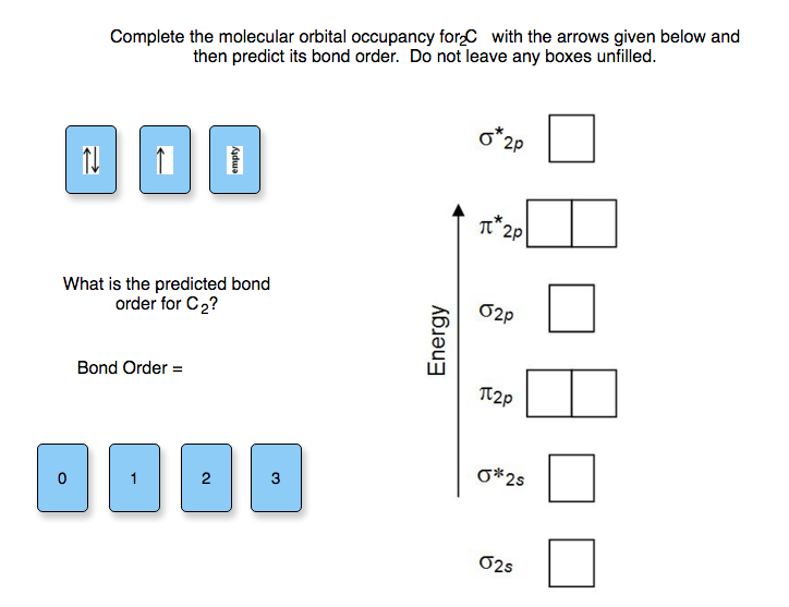 Solved Complete the molecular orbital occupancy for _2C with | Chegg.com