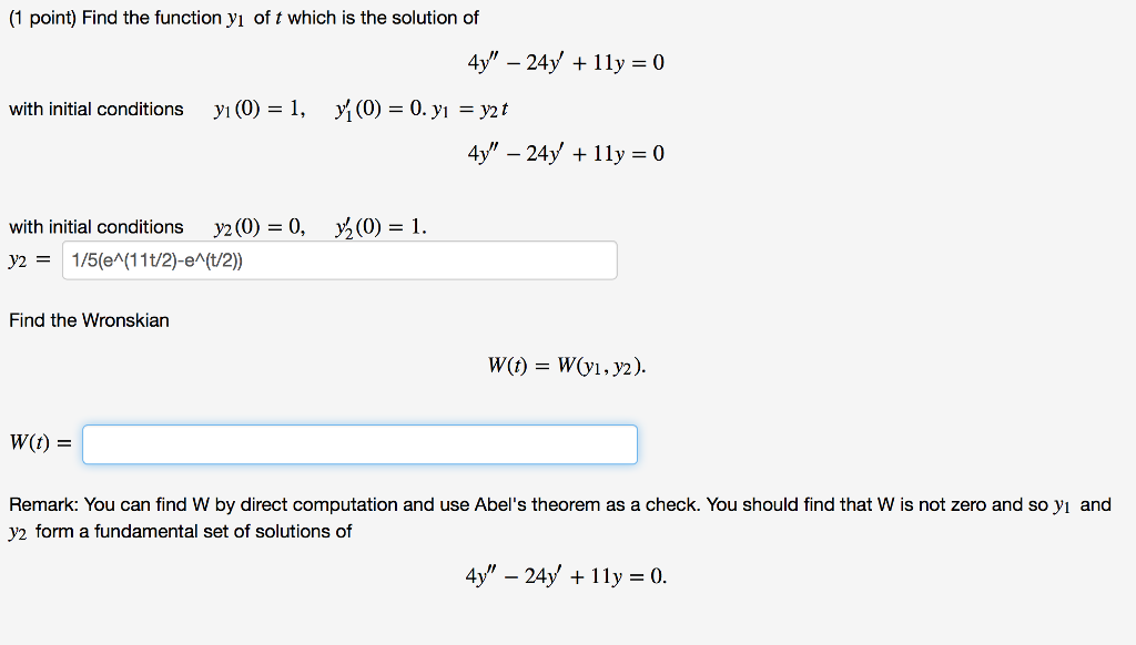 Solved Hi, Can someone show me how to get y1 and | Chegg.com