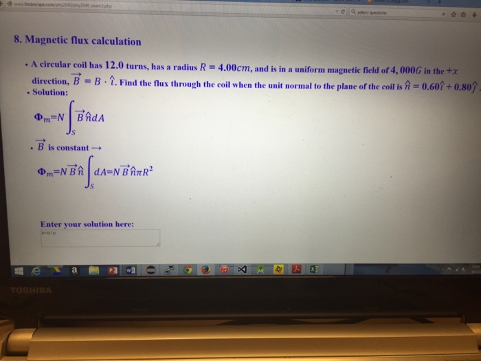 Solved C Q, yahoo questions ☆白 8. Magnetic flux calculation | Chegg.com