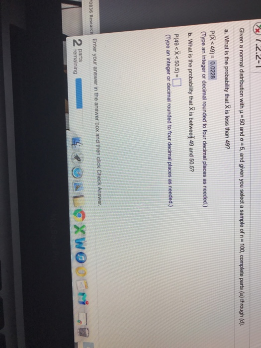 Solved Given a normal distribution with mu = 50 and sigma = | Chegg.com