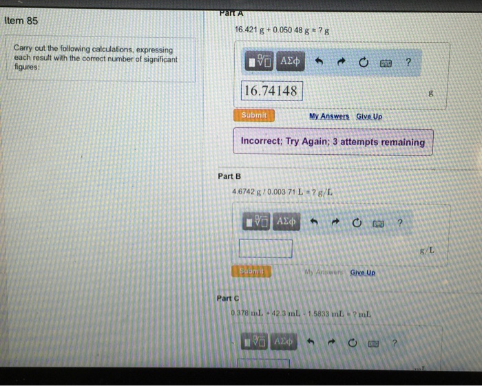 Solved Carry out the following calculations, expressing each | Chegg.com
