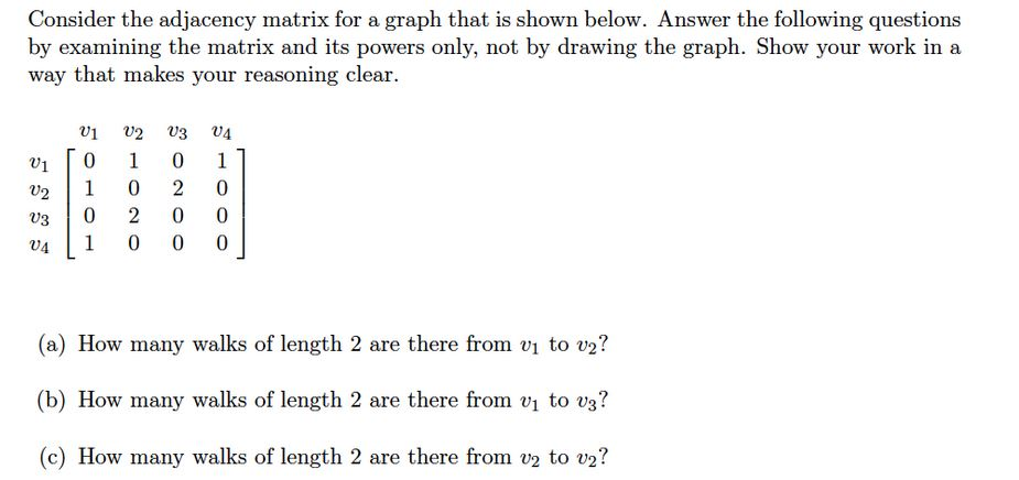 Solved Consider The Adjacency Matrix For A Graph That Is