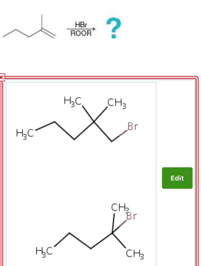 Solved HBr ROOR 2 xb Br Br Edit CH3 CH3 | Chegg.com