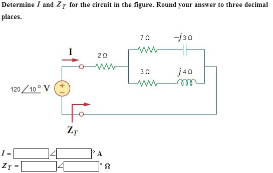 Solved Determine I and ZT for the circuit in the figure. | Chegg.com