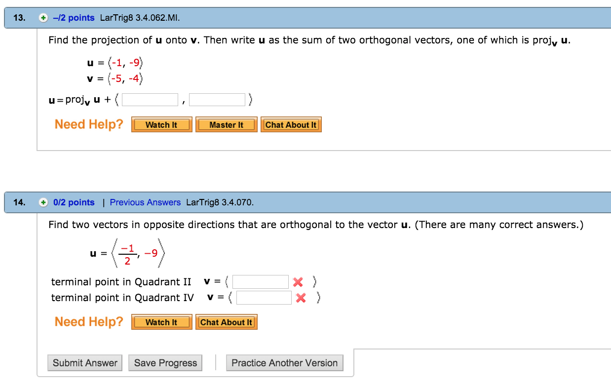 Solved Find the projection of u onto v. Then write u as the | Chegg.com