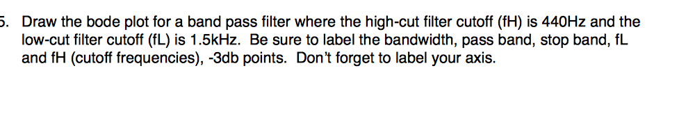 Solved 5. Draw the bode plot for a band pass filter where | Chegg.com