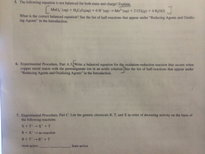 Solved The following equation is not balanced for both mass | Chegg.com