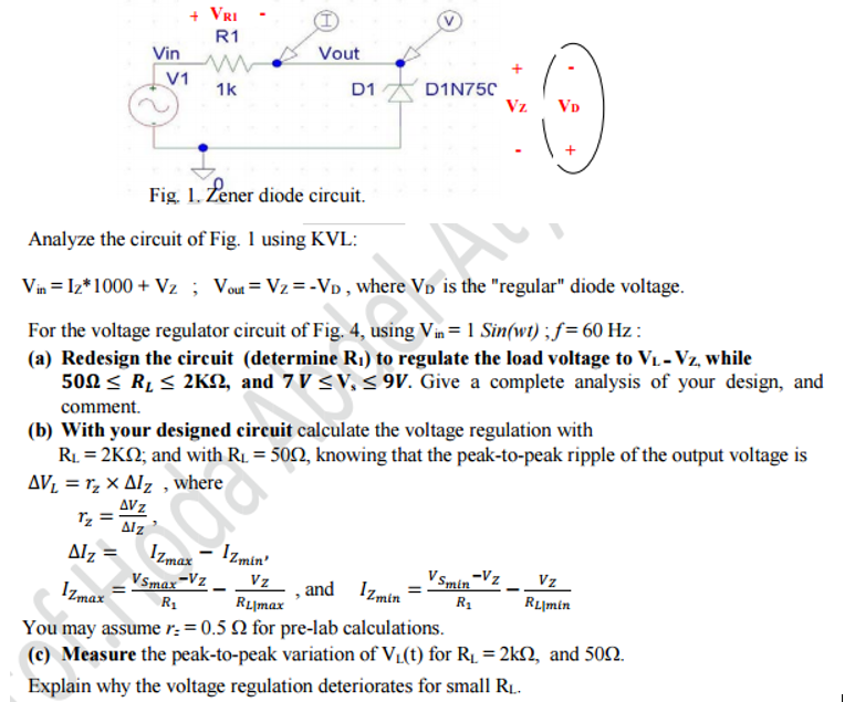 Solved Fig.4. Voltage regulator circuit. Analyze the | Chegg.com