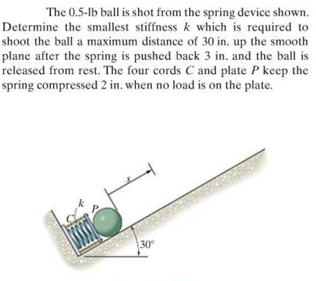 Solved The 0.5-lb ball is shot from the spring device shown. | Chegg.com