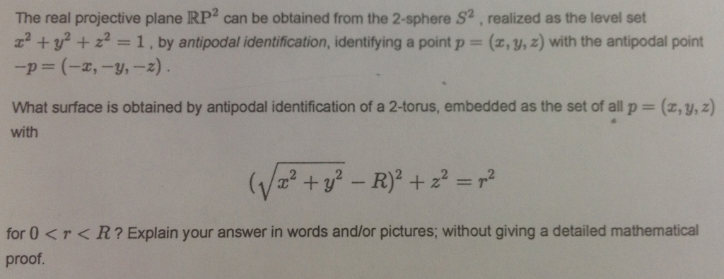 Solved The real projective plane RP2 can be obtained from | Chegg.com