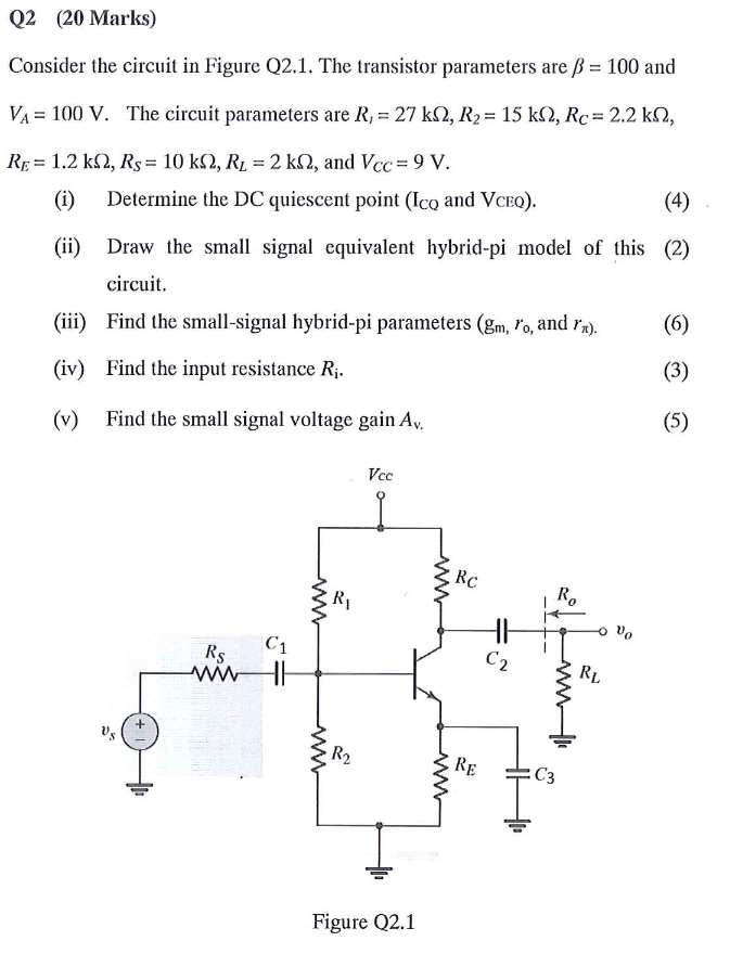 Solved 02 (20 Marks) Consider the circuit in Figure Q2.1. | Chegg.com