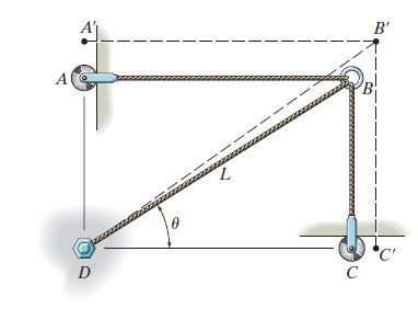 Solved The three cords are attached to the ring at B. When a | Chegg.com