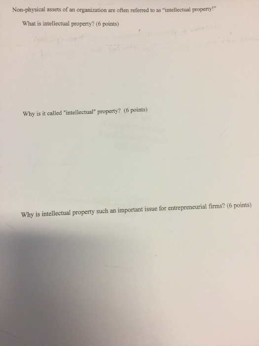 Solved Non-physical assets of an organization are often | Chegg.com