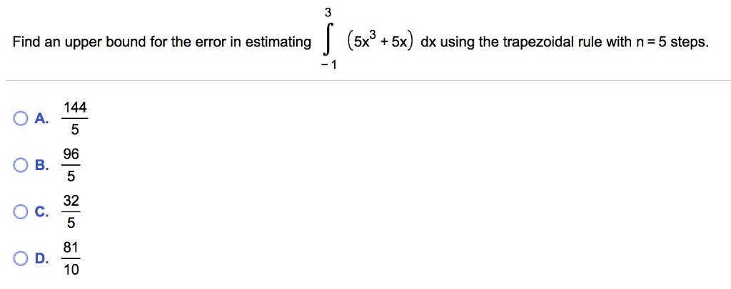 Solved Find an upper bound for the error in estimating | | Chegg.com