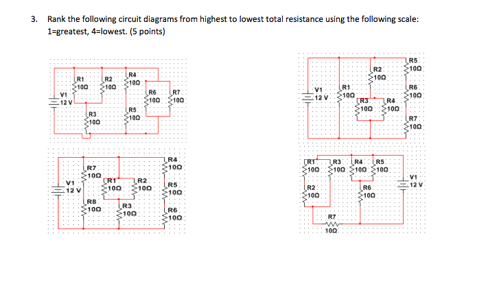 Solved Rank the following circuit diagrams from highest to | Chegg.com
