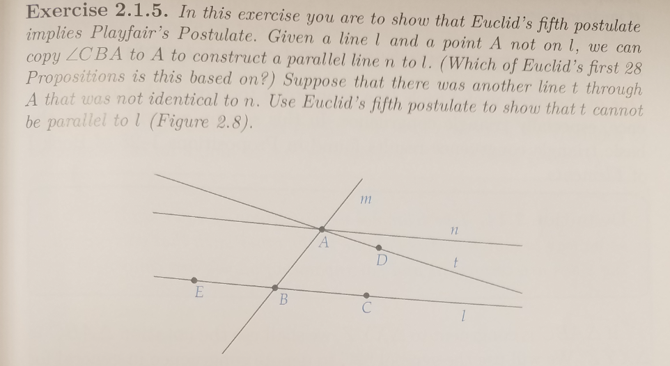 Solved In this exercise you are to show that Euclid's fifth | Chegg.com