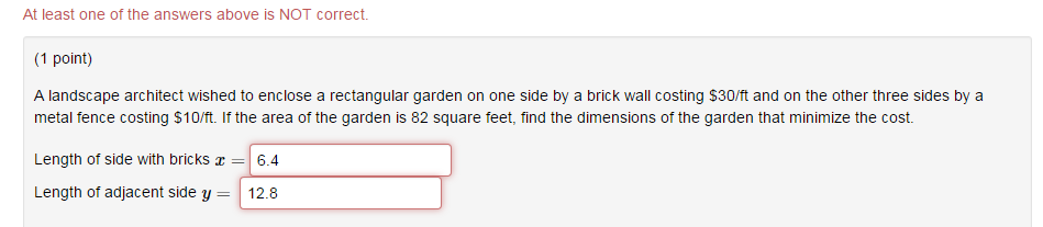 Solved At least one of the answers above is NOT correct. (1 | Chegg.com