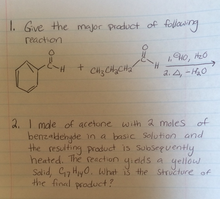 Solved Give the major product of following reaction 2. 1 | Chegg.com
