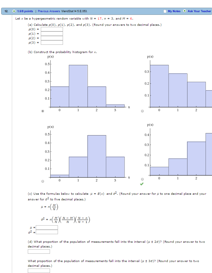Solved Let x be a hypergeometric random variable with N = | Chegg.com