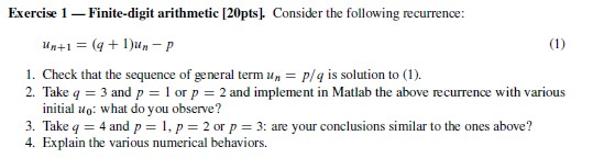 Solved Exercise 1-Finite-digit arithmetic [20pts Consider | Chegg.com