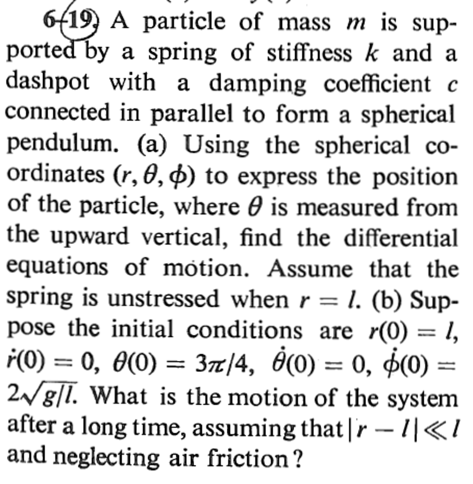 A particle of mass m is supported by a spring of | Chegg.com