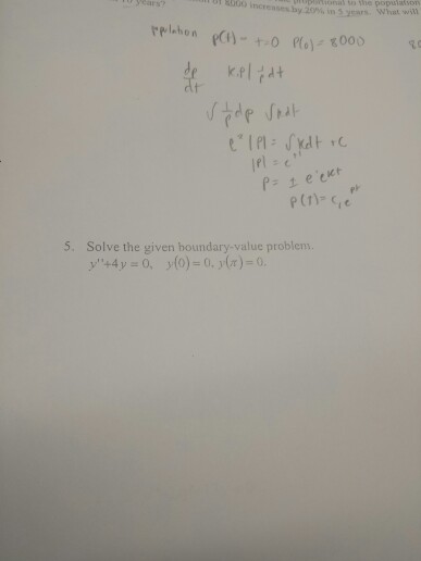 Solved 5. Solve the given boundary ? value problem. Y +4y = | Chegg.com