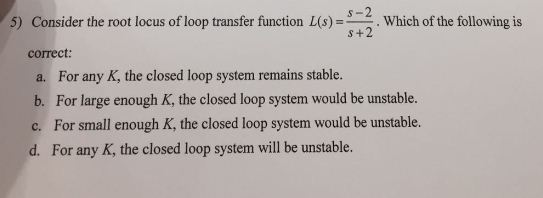 Solved Consider the root locus of loop transfer function | Chegg.com