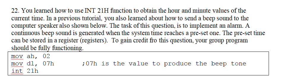 The following Question requires using the 8086 | Chegg.com