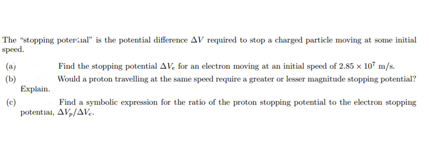 Solved The "stopping potential" is the potential difference | Chegg.com
