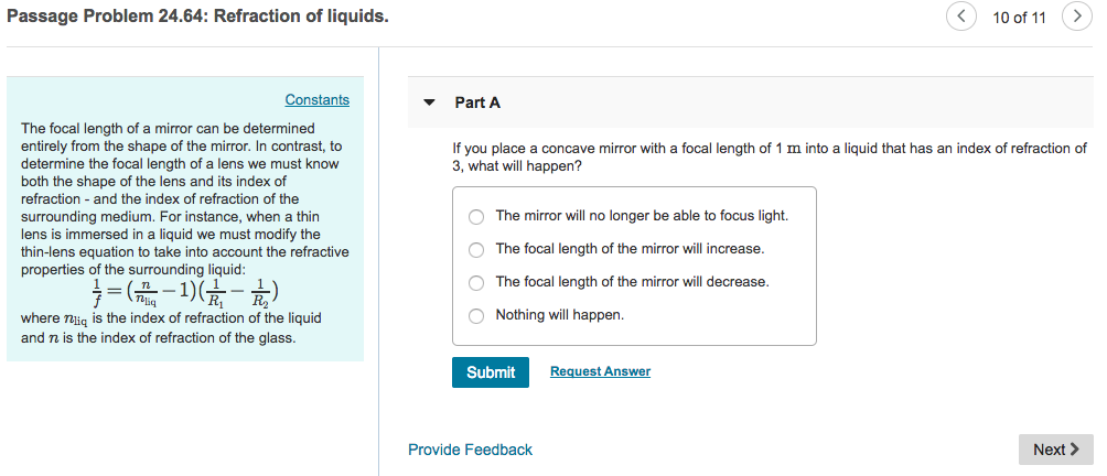 Solved The focal length of a mirror can be determined | Chegg.com