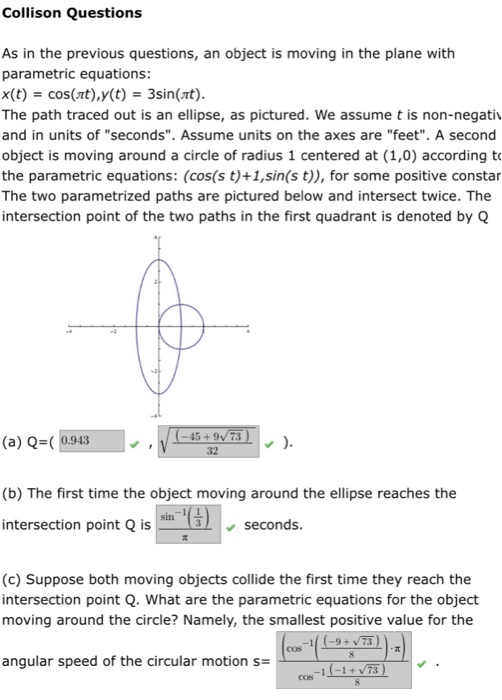 Solved An object is moving in the plane with parametric | Chegg.com