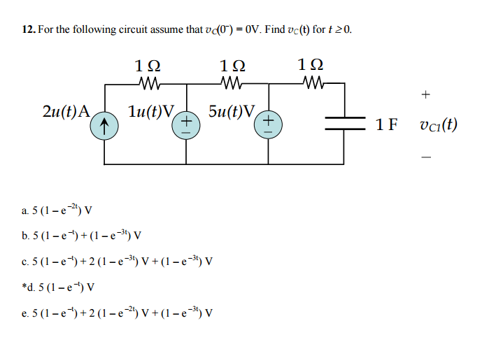 Solved For the following circuit assume that upsilon_c(0^-) | Chegg.com