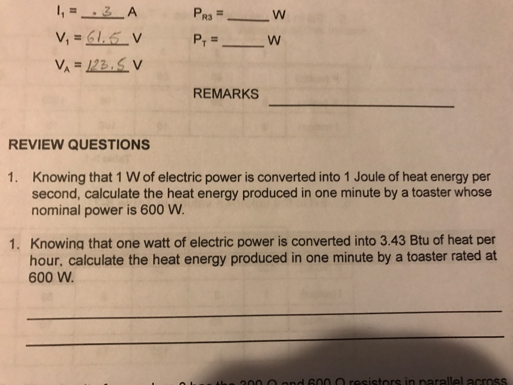 Solved Knowing that 1 W of electric power is converted into | Chegg.com