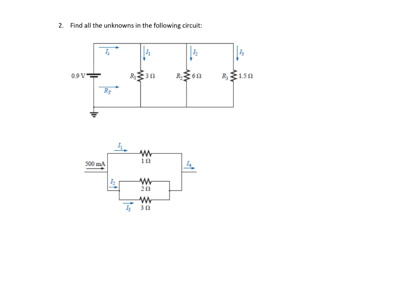 Solved Find All The Unknowns In The Following Circuit 