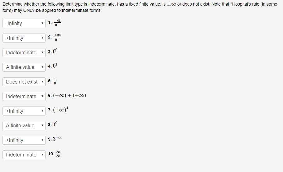 Solved Determine whether the following limit type is | Chegg.com