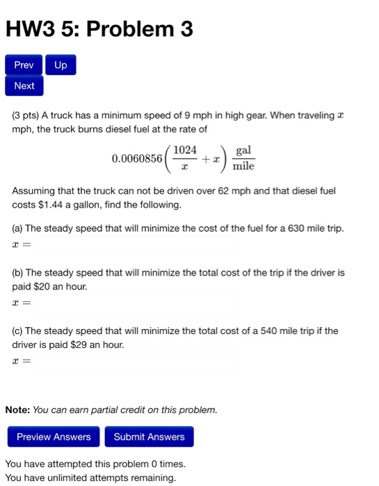 Solved A truck has a minimum speed of 9 mph in high gear. | Chegg.com