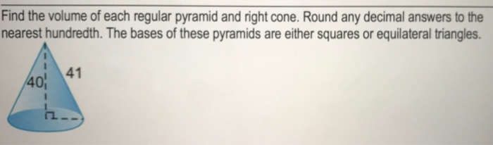 Solved Find the volume of each regular pyramid and right | Chegg.com