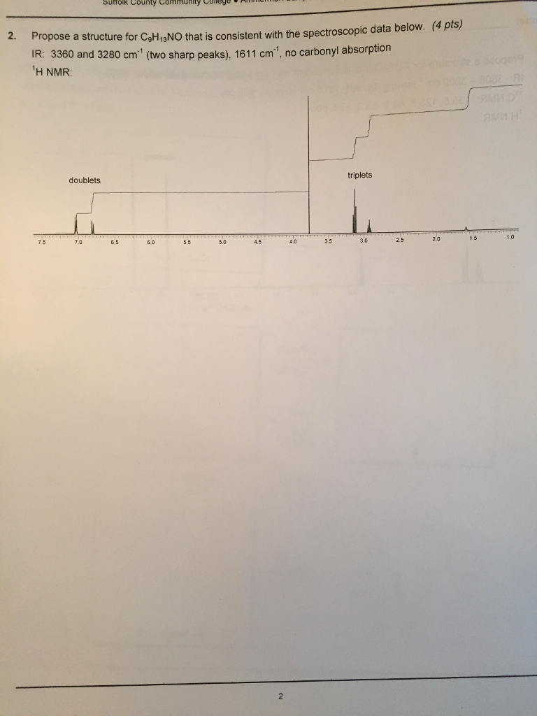 Solved Propose a structure for C9H13NO that is consistet wit | Chegg.com