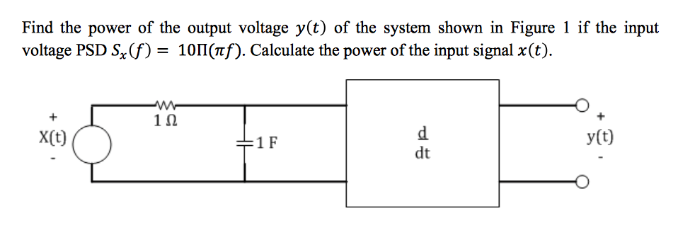 Solved Find the power of the output voltage y(t) of the | Chegg.com
