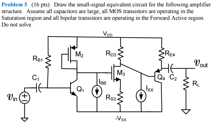 Solved Draw the small-signal equivalent circuit for the | Chegg.com