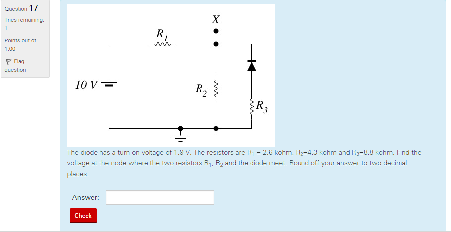 Solved The diode has a turn on voltage of 1.9 V. The | Chegg.com