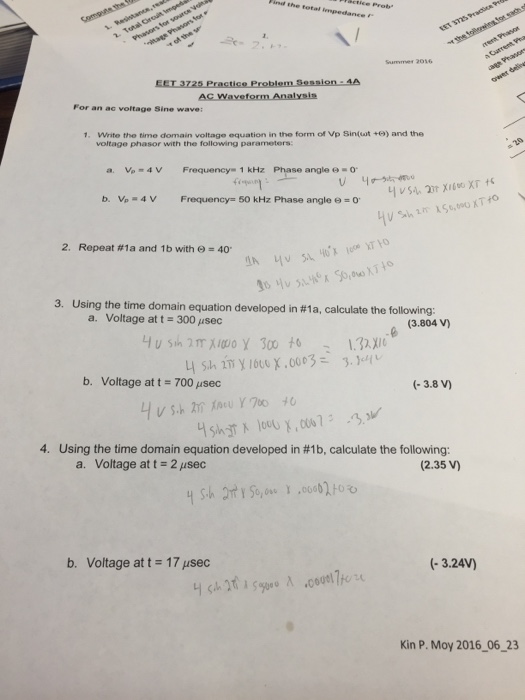 Solved Write the time domain voltage equation in the form of | Chegg.com