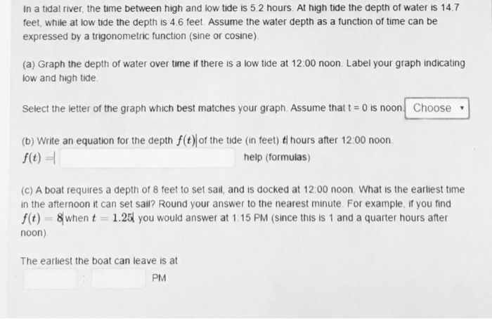Solved In a tidal river the time between high and low tide | Chegg.com