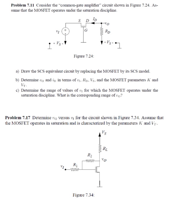 Solved Consider the "common-gate amplifier" circuit shown in | Chegg.com