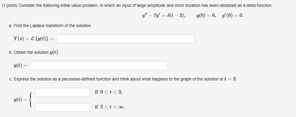 Solved (1 point) Consider the following initial value | Chegg.com